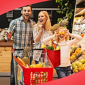 Reginary 50 Pieces Reusable Totes Bag Bulk Shopping Bags Non Woven Grocery handbag with Handles Foldable for Boutiques(Red)