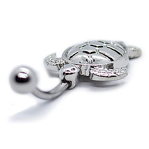 Pierce2GO Sea Turtle Belly Button Ring - 14G Surgical Steel turtle Belly Button Ring - Belly Button Rings Piercing for Women – 7/16”
