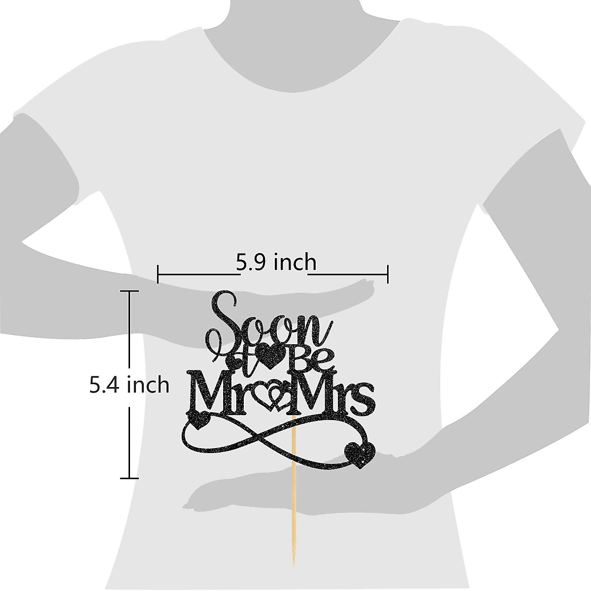Helewilk Soon to Be Mr & Mrs Cake Topper, Just Married, Bride and Groom, Glittery Happy Wedding Day Party Deocrations Supplies