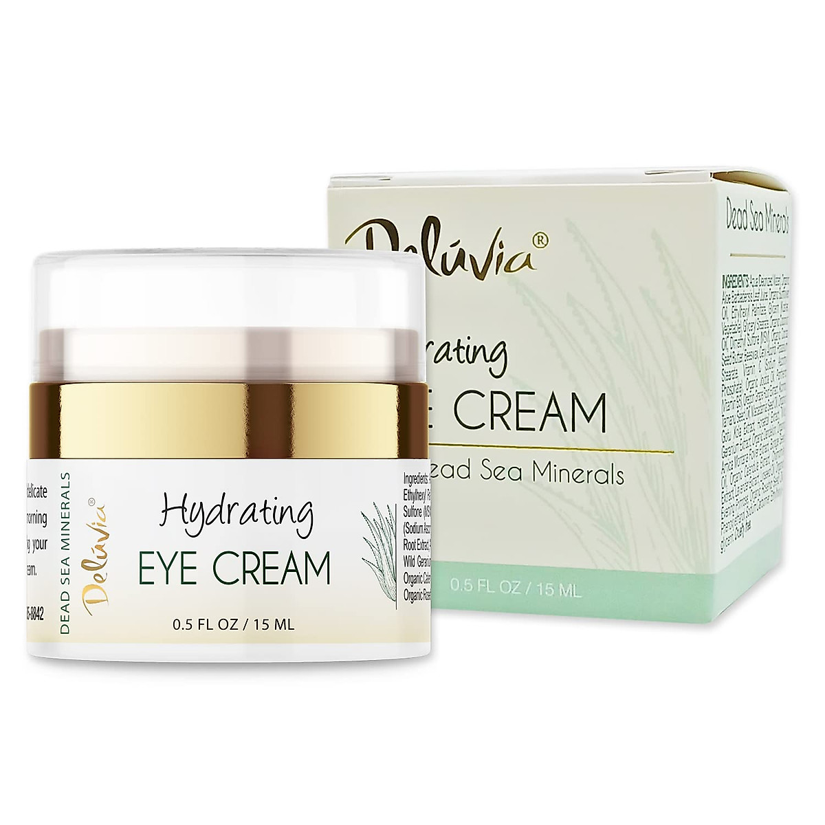 Deluvia Eye Cream Moisturizer, Under Eye and Around Eye Hydrating Eye Cream, Organic Aloe Vera, Vitamin E, Rosehip Seed Oil for Dry Skin and Wrinkles.(.5 Oz)