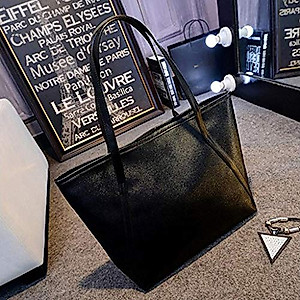 Sublimation Tote Bags Blanks Handbag Women Bags High Messenger Satchel Shoulder Solid Capacity (Black, One Size)