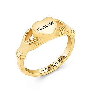 XSMZB Cremation Ring for Ashes Stainless Steel Heart Finger Ring Keepsake Urn Rings Memorial Jewelry Hold Loved Ones Ashes (Customize, 9)