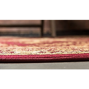 Unique Loom Versailles Collection Traditional Classic Border with Medallion Motif, Area Rug (6' 0 x 6' 0 Round, Burgundy/ Ivory)