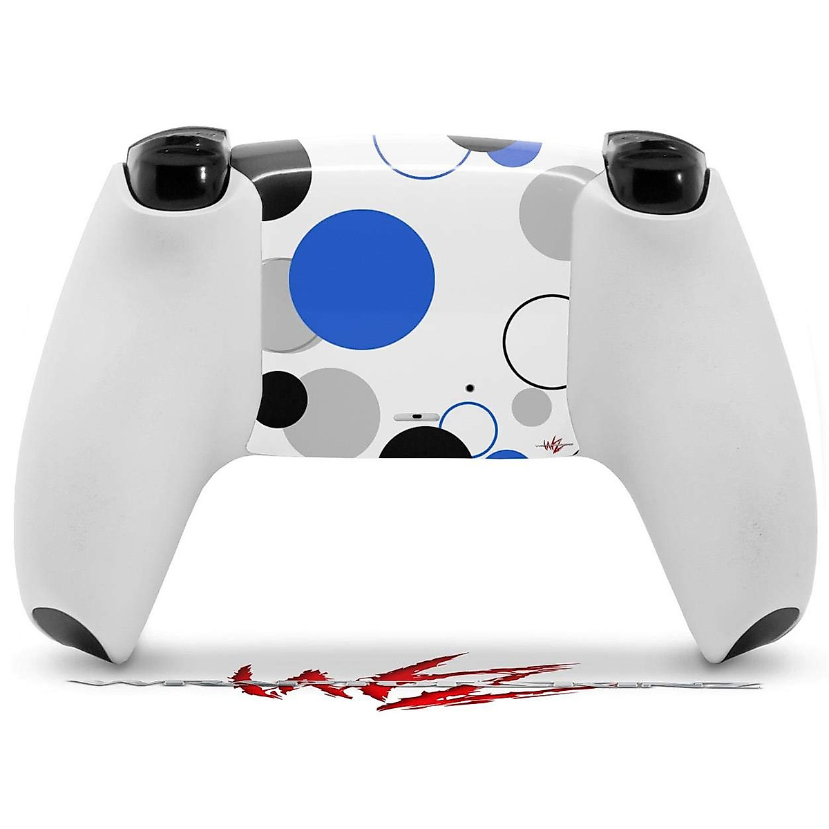 WraptorSkinz Skin Wrap compatible with Sony PS5 DualSense Controller Lots of Dots Blue on White (CONTROLLER NOT INCLUDED)