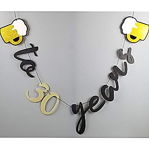 YiiiGoood Interchangeable Numbers Cheers & Beers to Any Age Banner Cursive Banner Beer Birthday Sign Happy Birthday Anniversary Bunting Party Decorations