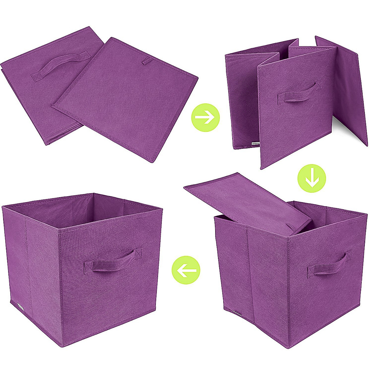 Greenco Foldable Storage Cubes Non-woven Fabric -6 Pack-(Purple)