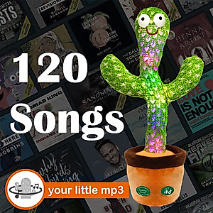 Pbooo Dancing Talking Cactus Toy,Talking Repeat Singing Sunny Cactus Toy 120 Pcs Songs for Baby 15S Record Your Sound Volume Adjustment