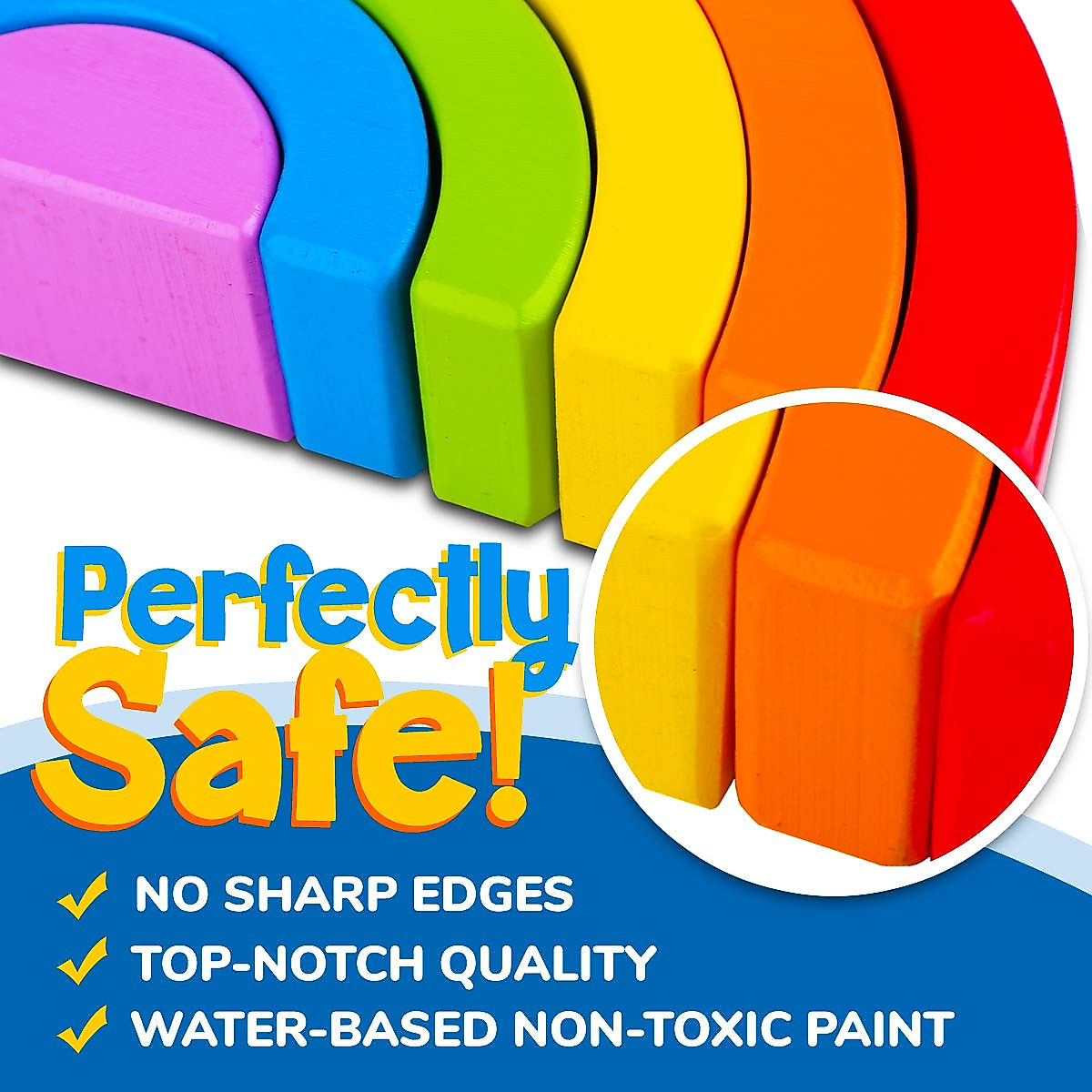 Goody King Wooden Toy Rainbow Stacking Toy - 6 Pcs Montessori Toys for 1 Year Old Educational Toy Preschool Activity Learning Creative Stacking Color Sorting Early Learning Early Development Gift