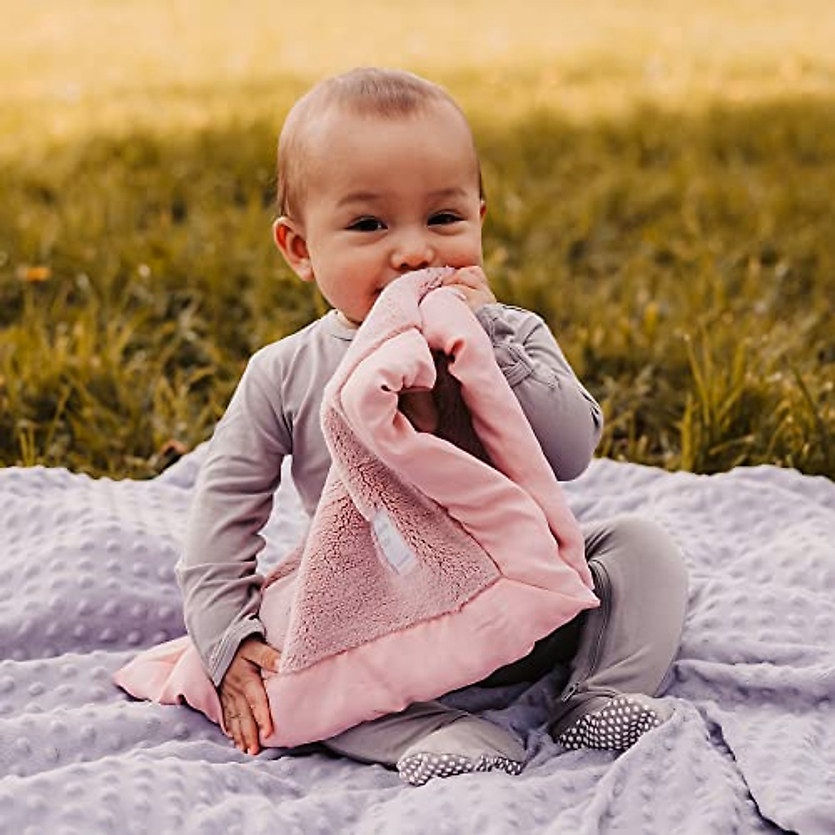 Bamboo Little Plush Baby Security Blanket Lovey, Rose, 16"x16", Mini Baby Blanky