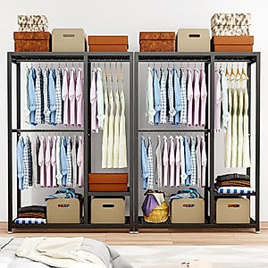 Heavy Duty Clothing Rack, Free-Standing Metal Clothing Rack, Heavy Duty Garment Rack Max Load 550lbs,Free Standing Closet, Full Metal Clothes Rack,72"*47"*18"