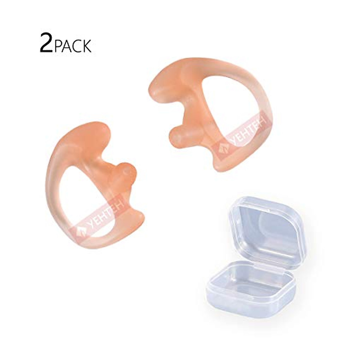 3.5mm 2 Pack YEHTEH Listen Only Earpiece, Acoustic Tube Surveillance Earphone, 3.5mm Receive only Headset Compatible with Two Way Radio, Radio Speaker Mics Jacks. (Includes 2 Pairs M Size Earmold).