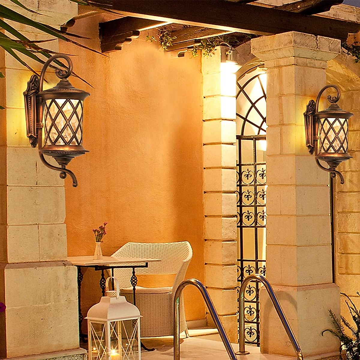 ZHDWOALG Farmhouse Chandelier Outdoor Wall Mount Light Fixture Waterproof Exterior Sconces with Aluminum Housing Wall Sconce Light Creative Wall Lantern for Patio, Deck, Yard, Garden, Path, Home Moder