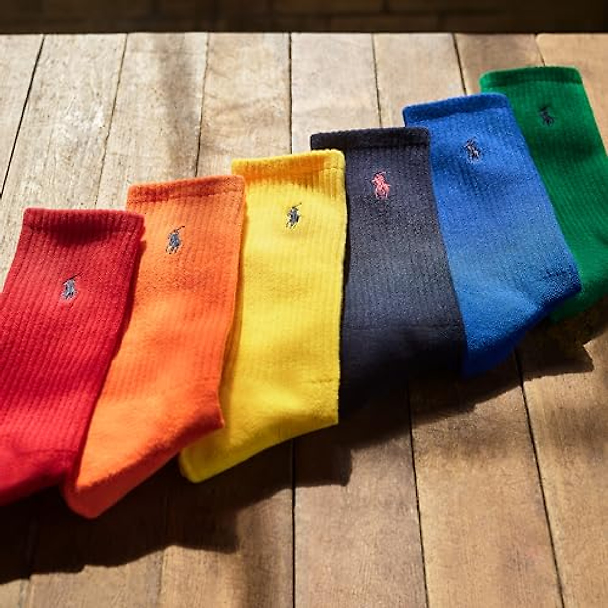 POLO RALPH LAUREN Mens Classic Sport Repreve Socks 6 Pair Pack - Arch Support and Comfort Cushioning Solid Bright Low Cut, Multi-colored, 6-12.5 US