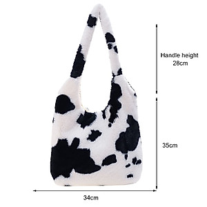 Aktudy Lar ity P Shoulr Bag, Cow Pattern Hobo Bag, Women Girl nter P Tote s