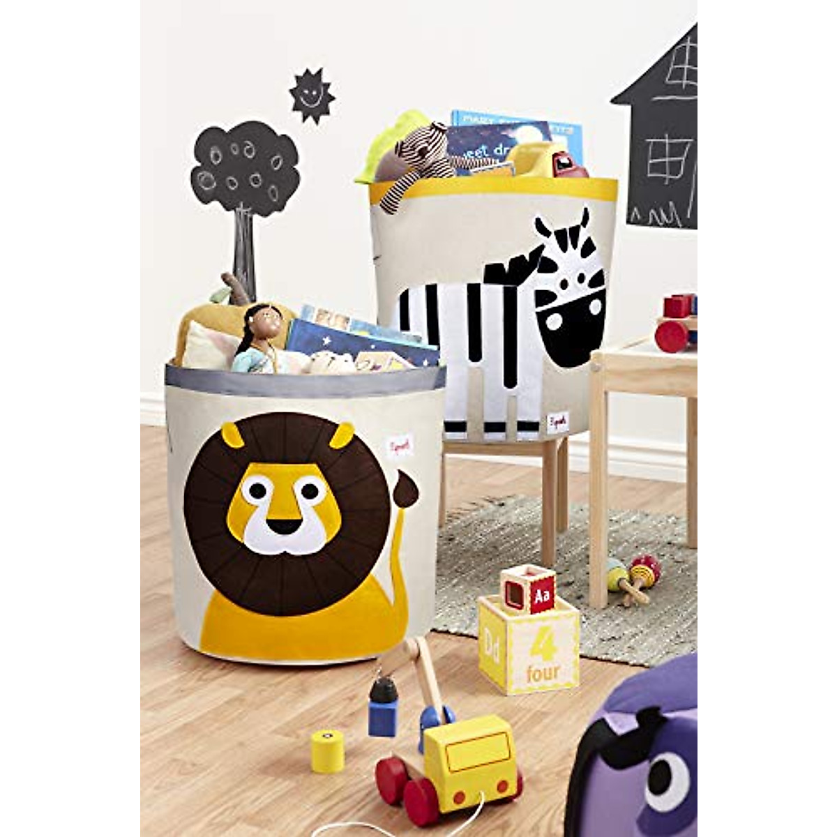 3 Sprouts Canvas Storage Bin - Laundry and Toy Basket for Baby and Kids - Zebra