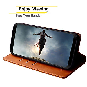 SUANPOT for Samsung Galaxy S8+ /S8 Plus 6.2 (Not Fit S8) Leather Wallet case with RFID Blocking Credit Card Holder, Flip Folio Book PU Cell Phone Cover Shockproof case Pocket for Men Women Light Brown