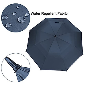 G4Free Large Oversized Golf Umbrella Double Canopy Navy Blue Windproof Waterproof Automatic Open Travel Umbrellas (Dark Blue)