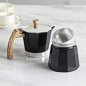 Primula Aluminum Stove Top Espresso Maker, Percolator Pot for Moka, Cuban Coffee, Cappuccino, Latte and More, Perfect for Camping, 6 Cup, Black