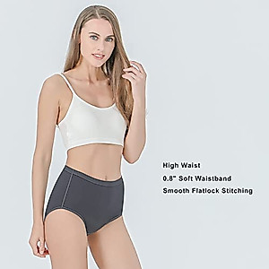 POUDEW Panties for Women Pack Ultra Soft Viscose Full Coverage Ladies Underwear, 6 Pack, Black/White/Grey/Navy/Blue/Red, Medium