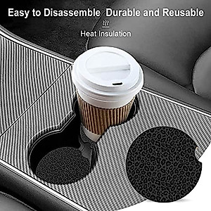 Ceramic Cup Holders Car Coasters for Women/Men,Fashion Absorbent Drink Cup Car Holder Coasters with A Finger Notch 2.56" Pack of 2,Grey and Black Leopard Print