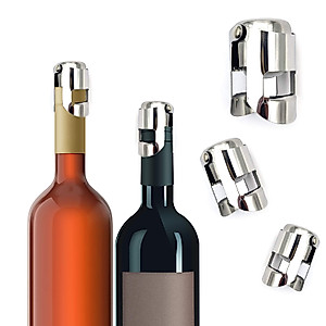 3 Pcs Wine Stopper Bottle Stoppers and 3 Pcs Champagne Stoppers, Stainless Steel Wine Saver Bottle Sealer Stoppers Corks, for Beverage Champagne Sparkling Wine Bar Wedding Holiday Party Stoppers