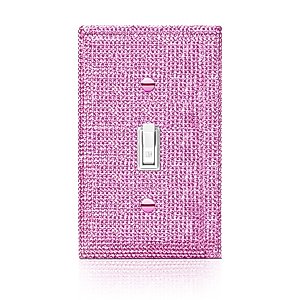 Gaocai 1 Pcs Shiny Silver Pink Rhinestone Wall Plate Cover 1 Gang Decorative Light Switch Cover Rhinestones Switch Covers