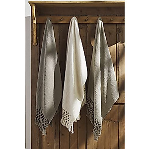 Mud Pie Macrame Throw Blanket, White, 50" x 60"