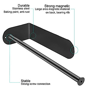 Kitchen Magnetic Stainless Steel Paper Towel Holder for Refrigerator, Grill, Toolbox (Magnetic-30cm-Black-B)