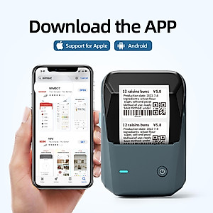 Label Makers - B1 Thermal Label Printer, 2 Inch Portable Bluetooth Label Maker with Tape Easy to Use for Office, Home, Barcode, Business, Clothing, Address, Mailing, Compatible with iOS & Android