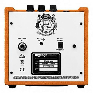 Orange Crush Amp Mini 3W Analogue Combo Battery Powered Amp Bundle with 2 Batteries & Liquid Audio Polishing Cloth - Electric Bass Guitar Amp, Portable Practice Amp, Mini Speaker Amplifier