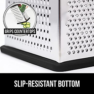 Gorilla Grip Box Grater and Measuring Spoons Set, Box Grater Has Built in Container, Measuring Spoons Set is Dishwasher Safe, Both in Black Color, 2 Item Bundle
