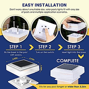 SOLPEX Outdoor Post Cap Lights - 35 Lumens, 30 LED Super Bright, Warm White, 2 Pack for Fence, Deck or Patio