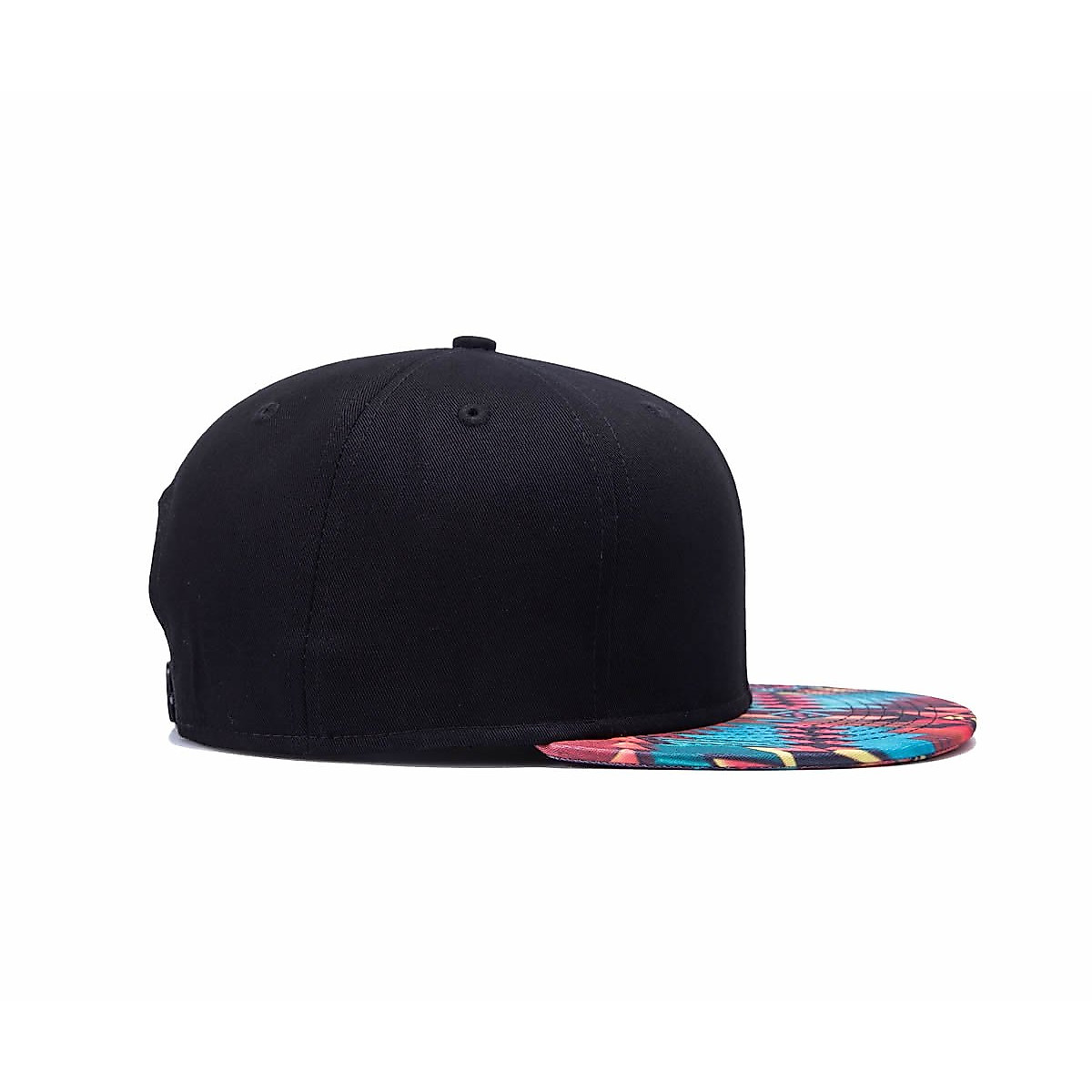 Quanhaigou Fashion Wavy Grain Print Cotton Adjustable Snapback Hats Unisex Hip-Hop Flat Bill Baseball Cap