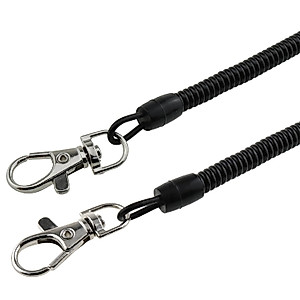 LUORNG 2PCS Spiral Stretchy Spring Coil Cord Rope Chain Strap with Lobster Clasp, Black