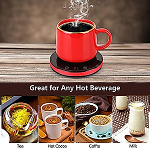 Gormazul Smart Coffee Warmer for Desk 8 Hours Auto Shut-Off Coffee, 3 Temperature Settings, Timing Setting Shut Off After 1-12 Hours Feature, Electric Cup Warmer for Coffee,Tea (Red)