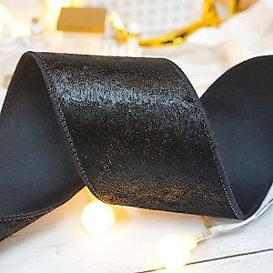 Black Velvet Ribbon 2.5 Inch x 10 Yards for Christmas Tree Topper Home Decoration Wreath Gift Wrapping DIY Craft