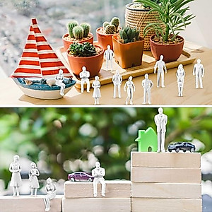 Namalu 50 Pcs Miniature People Architectural Model Trains White Unpainted Mini People Figures Standing and Sitting Mini People Diorama Figures for Architectural Project Miniature Scenes (1:50 Scale)