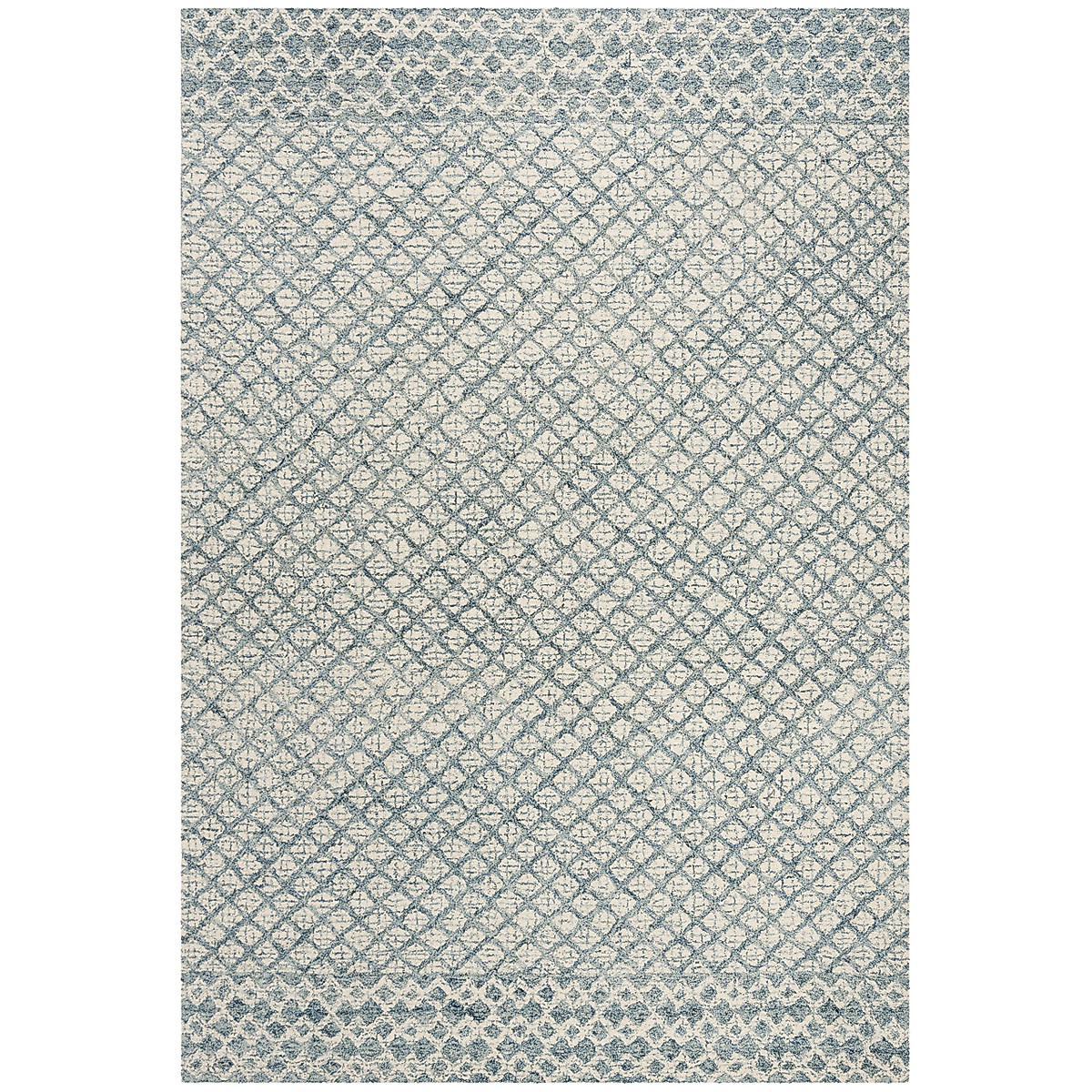 SAFAVIEH Abstract Collection Area Rug - 9' x 12', Blue & Ivory, Handmade Wool, Ideal for High Traffic Areas in Living Room, Bedroom (ABT203A)