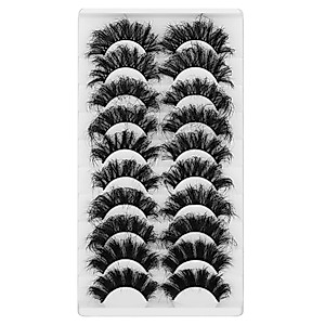 Mink Lashes D Curl Lashes Strips Fluffy False Eyelashes Full Volume Messy Fake Lashes 10 Pairs 5 Styles Mink Lash Pack