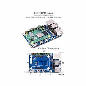 waveshare Compute Module 4 to Raspberry Pi 4B Adapter,Based on Compute Module 4 to Reproduce The Original Appearance of Pi 4 B,Alternative Solution for Raspberry Pi 4B
