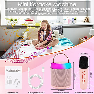 Kids Karaoke Machine, Portable Bluetooth Speaker with Wireless Microphone, Christmas Stocking Stuffers Birthday Gifts for Kids, Toys Gifts for 3, 4, 5, 6, 7, 8, 9, 10, 11, 12+ Year Old Girls and Boys