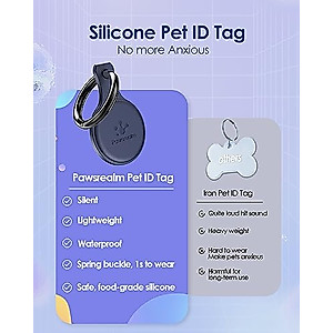 PawsRealm NFC & QR Code Pet ID Tag, Silicone Silent Dog Tag, Cat Name Tag, Personalized Customized Dog Tag, Modifiable Pet Online Profile, Instant Pet Location Alert Email, Anti-Lost Function