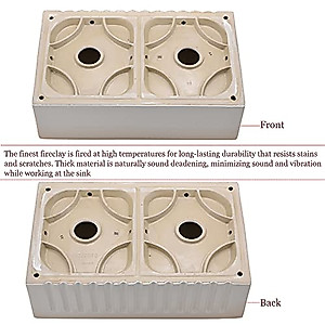 33 Inch Double Bowl Farmhouse Sink White -Bokaiya 33x18 Inch Fireclay Apron Front Double Bowl Kitchen Sink Porcelain Ceramic Reversible 50/50 Double Bowl Farm Sink