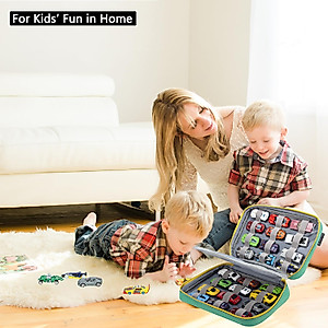 KISLANE 24 Toy Cars Storage for Toy Cars, Storage Case Compatible with 24 Toy Cars, Matchbox Cars, Mini Toys, Toy Cars Storage for Kids, Bag Only (Green)