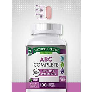 Multivitamin for Women 50 Plus | 100 Caplets | Non-GMO & Gluten Free | ABC Complete Multivitamin | by Nature's Truth