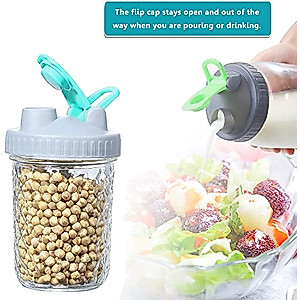 6 Pack Wide Mouth Flip Cap Mason Jar Lids for Ball Mason Jars, with Airtight Seal & Leak-proof, Easy Pouring Spout (Jars not Included) (3blue+3green)