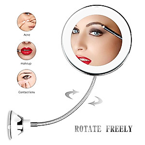 FQYYDD Illuminated Makeup Mirror 10X Adjustable Makeup Mirror With Led Light Amplification