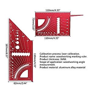 Professional Mitre Ruler with Clear Scale Angle/Drilling Locator Mitre Measuring Gauge Easy Operation Woodworking Measuring Gauge Ruler Line Drawing Device Mitre Measuring Measure Tool