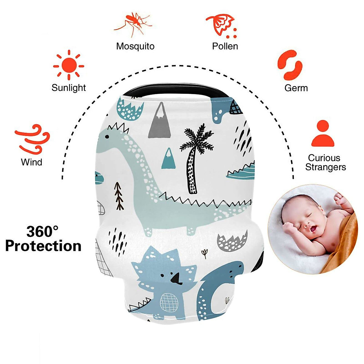 Nursing Cover Breastfeeding Scarf Cute Dinosaurs(k1)-for Baby Car Seat Covers, Stroller Cover, Carseat Canopy(228vb2b)