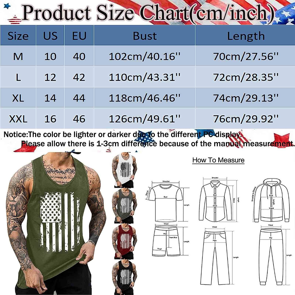 4th of July Graphic Tank Tops for Men Vintage American Flag Graphic Tees Summer Sleeveless Workout Athletic Muscle Cut Off Shirts Vests(Army Green,Medium)